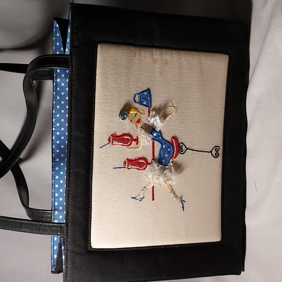 Embellished Handbag Bar Scene | Bags | Vintage Handbag Lady At Bar With ...